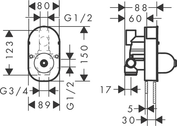 Hansgrohe Vernis Shape, vanová baterie pod omítku, s tělesem, černá matná, 71472670