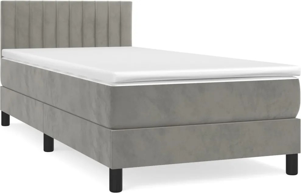 Box spring postel s matrací světle šedá 100x200 cm samet 3141407