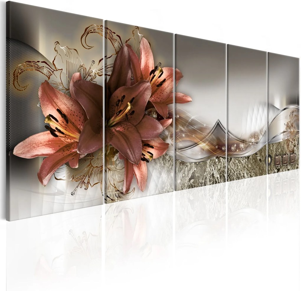 Obraz - Lilies and Abstraction 200x80