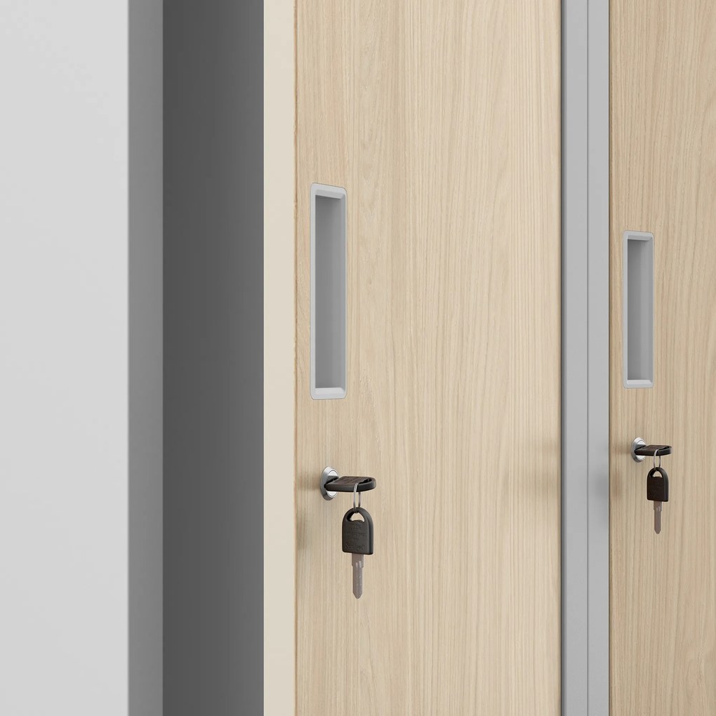 Zaměstnanecká skříňka čtyřkomorová šedá/dub sonoma, 800x1800x500 mm: KACPER Eco Design