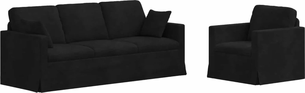 Set pohovek 2 ks Černá samet 3407601