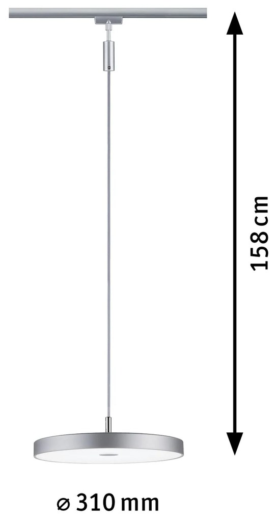 Paulmann 96796 Hildor, závěsné svítidlo pro Urail system, 1x15W LED 4000K, tříkrokové stmívání, matný chrom, průměr 31cm