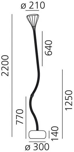 Artemide Pipe terra, flexibilní stojací lampa se stmívačem, 30W LED 2700K, max. výška 220cm