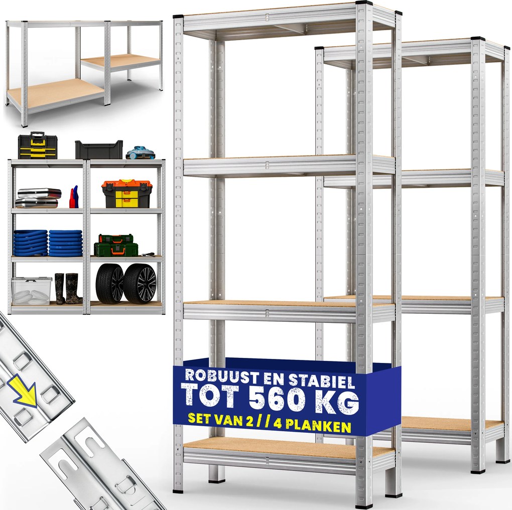Zátěžový regál sada 2 ks 170x75x30cm pozinkované 280kg