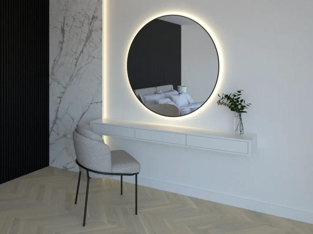 In-Design Zrcadlo RoundLine backlight - černý matný rám, s LED osvětlením Vypínač: Bez vypínače, Průměr zrcadla (mm): 1000