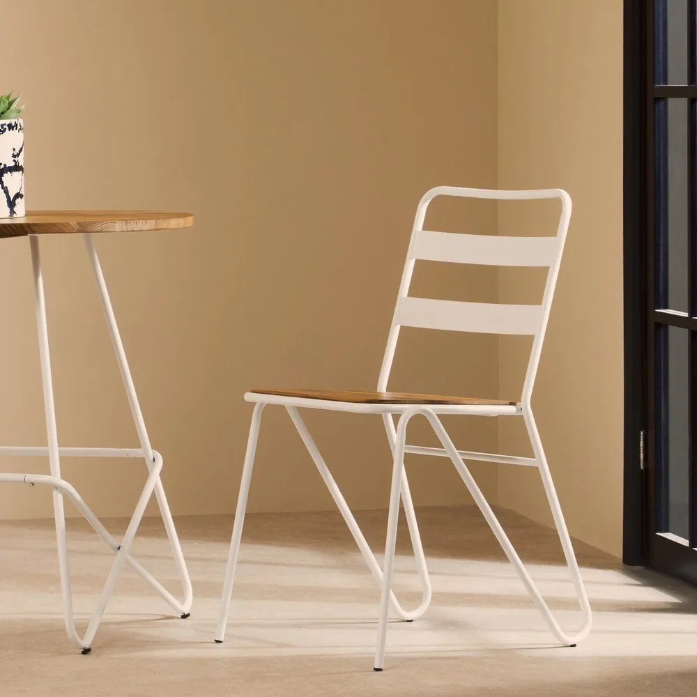 Bílá/v přírodní barvě jídelní židle z jilmového dřeva District – Premier Housewares