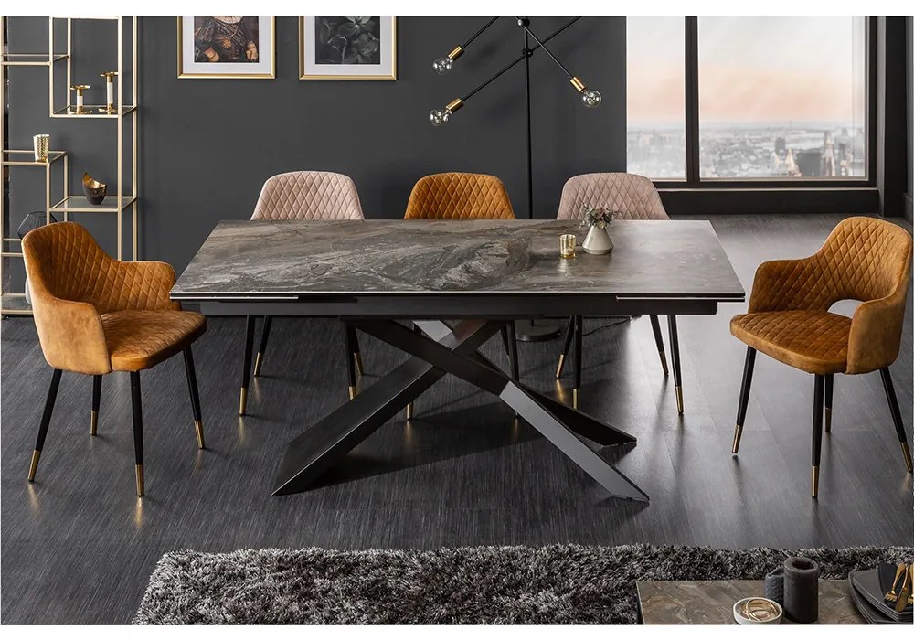 Massive home | Rozkládací jídelní stůl Euphoria tmavý mramorový design