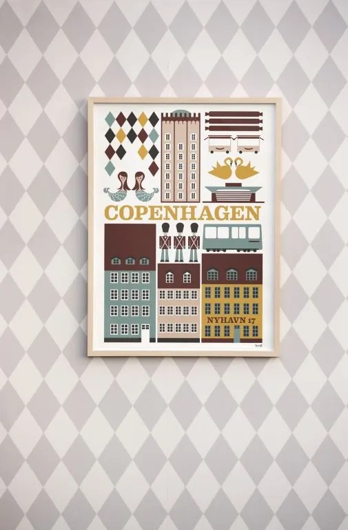 ferm LIVING Plakát Copenhagen 50x70, multi barva, papír