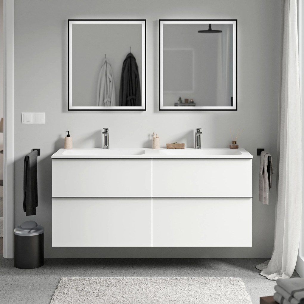Koupelnová skříňka LAVOA 120 cm s umyvadlem z minerálního odlitku CREAM - možnost volby barvy