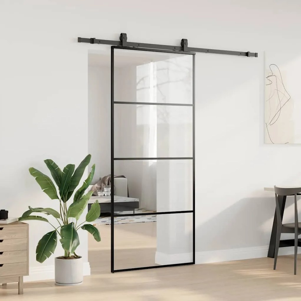 Posuvné dveře se sadou kování černé 90x205 cm ESG Glass 3375858