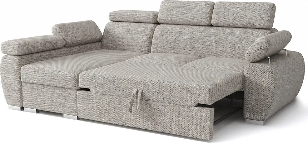 Sedací souprava BASTON | 170x255 cm | rozkládací + úložný prostor + OČALOUNĚNÝ ROZKLAD | aragon 80 šedá | FUNKČNÍ TKANINA