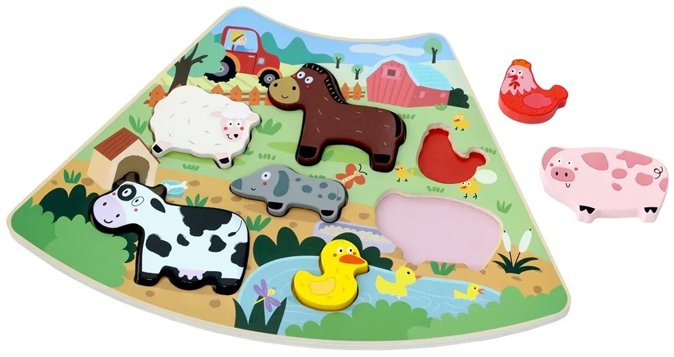 2Kids Toys Dřevěné puzzle Veselá farma propojitelné