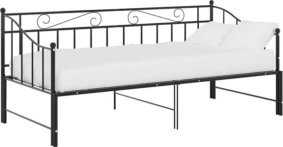 Rám vysouvací postele/pohovky černý kovový 90 x 200 cm 324776