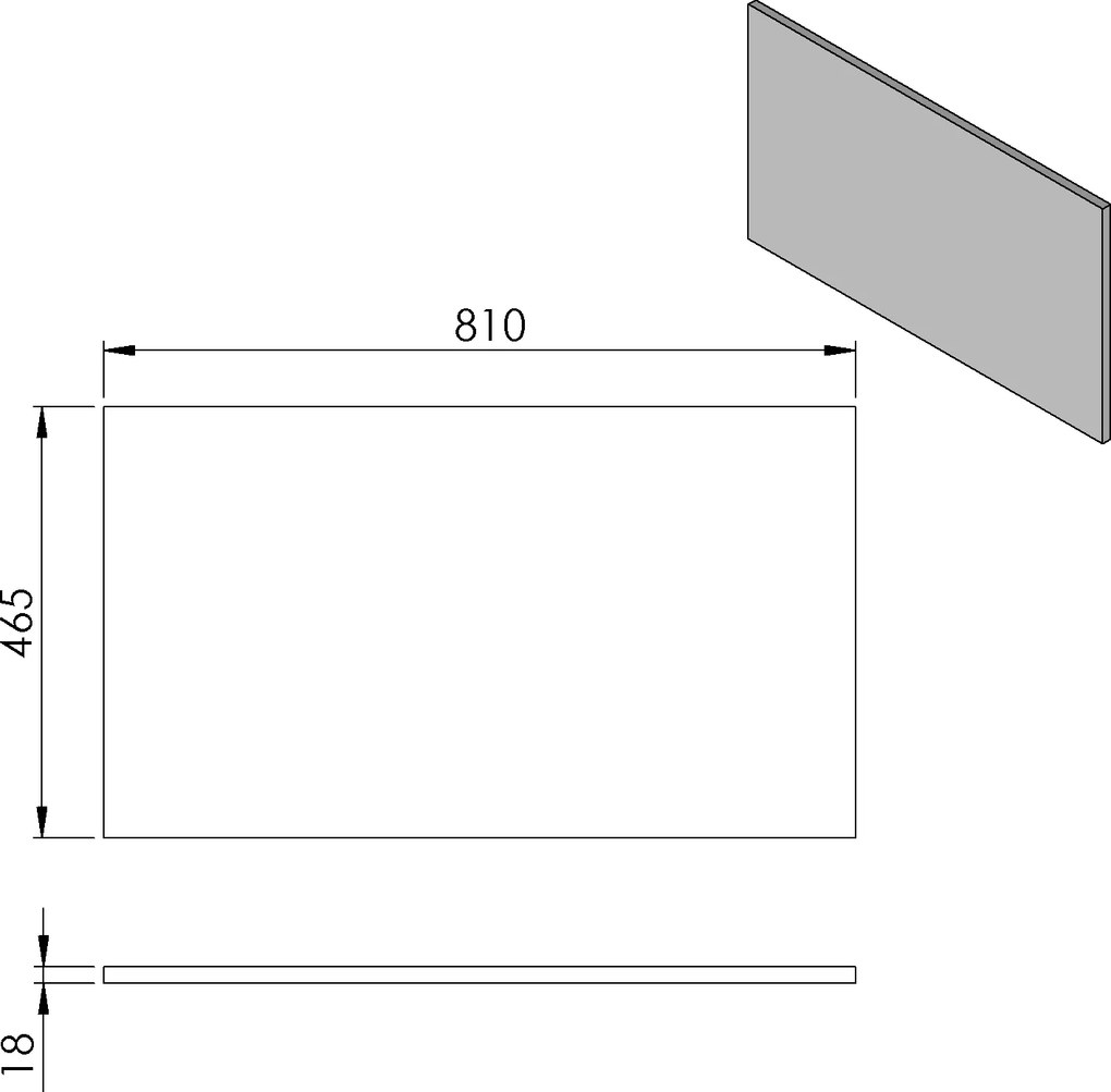 Sapho Cirasa deska 81 x 1,8 x 46,5 cm MDF lamino bílá lesk CR081-3030