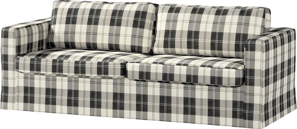 Potah na pohovku IKEA Karlstad 3-místná, nerozkládací, dlouhý barva černá látka pletený vzor, vzorované