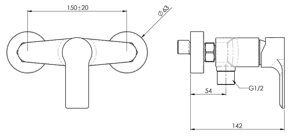 Bílá nástěnná sprchová baterie (1 výstup) Pax – Sapho