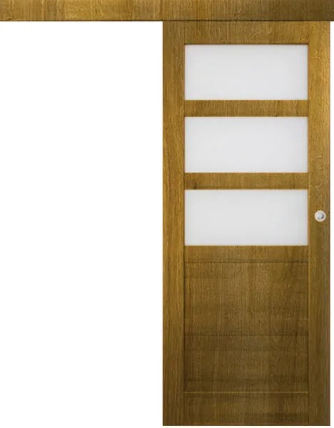 posuvné interiérové dveře na stěnu vasco doors BRAGA model 4 Průchozí rozměr: 70 x 197 cm, Orientace dveří: Levé dveře, Dekor: Buk jasmínový