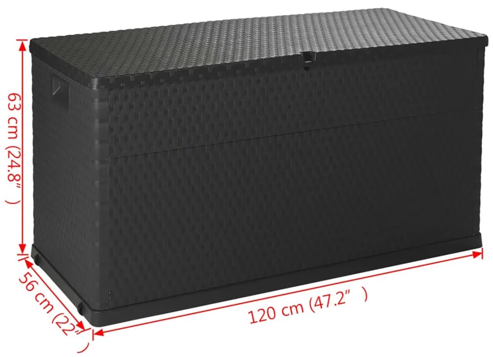 vidaXL Marketos Zahradní úložný box antracitový 120 x 56 x 63 cm PP ratan