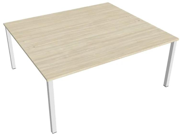 Dvojstůl pracovní rovný 180×160 cm - Hobis Uni USD 1800 Dekor stolové desky: akát, Barva nohou: bílá