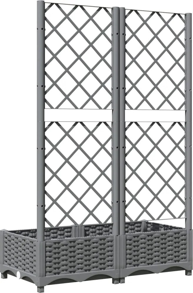 Zahradní truhlík s treláží světle šedý 80 x 40 x 121,5 cm PP 153271