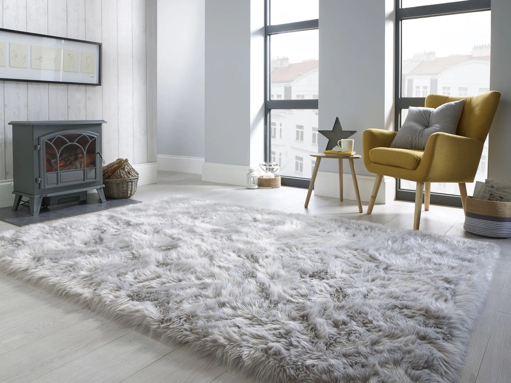 Flair Rugs koberce Kusový koberec Faux Fur Sheepskin Grey - 80x150 cm