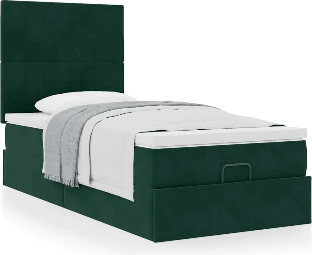 Osmanský rám postele s matracemi tmavě šedá 90x200cm samet 3313376