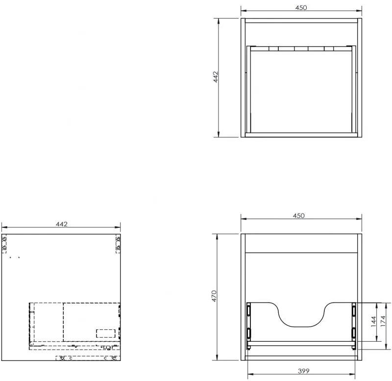 Mexen Box-A, závěsná skříňka 45 cm, 1 zásuvka, ořech, 91AX0-0450-470-1-86