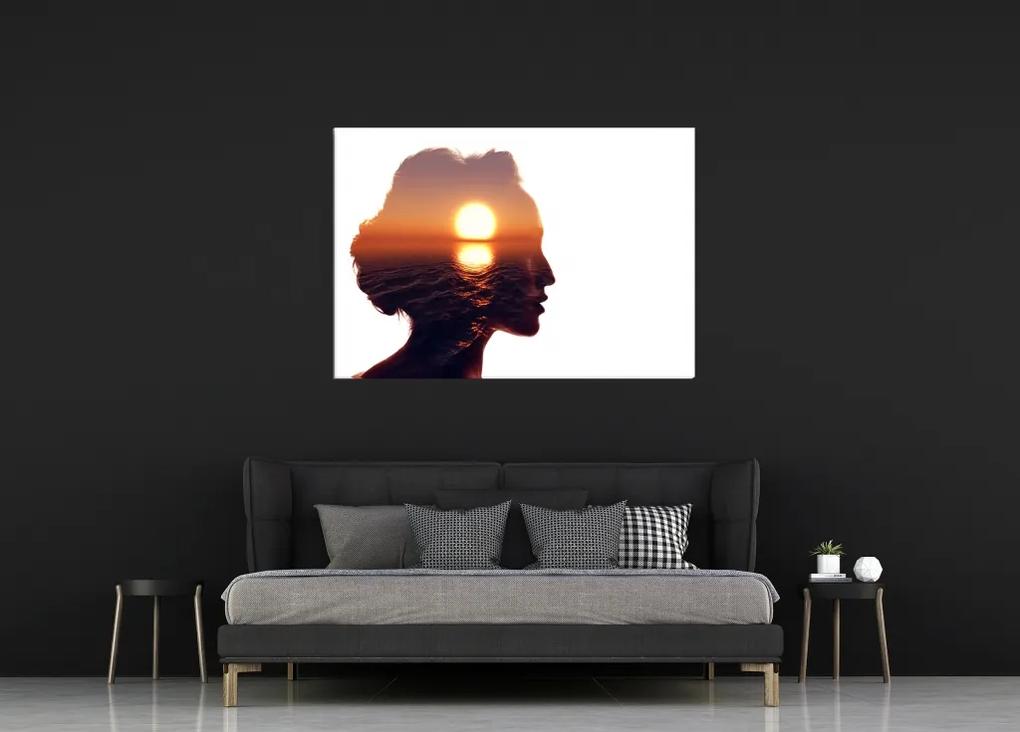 Obraz žena v západu slunce Velikost (šířka x výška): 120x80 cm