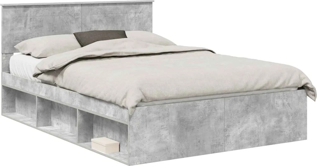 Rám postele s čelo Beton 160 x 200 cm Kompozitní dřevo 3407853