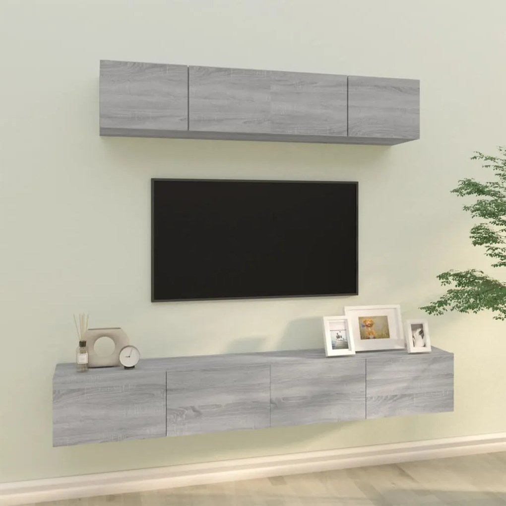 4dílný set TV skříněk šedý sonoma kompozitní dřevo 3114532