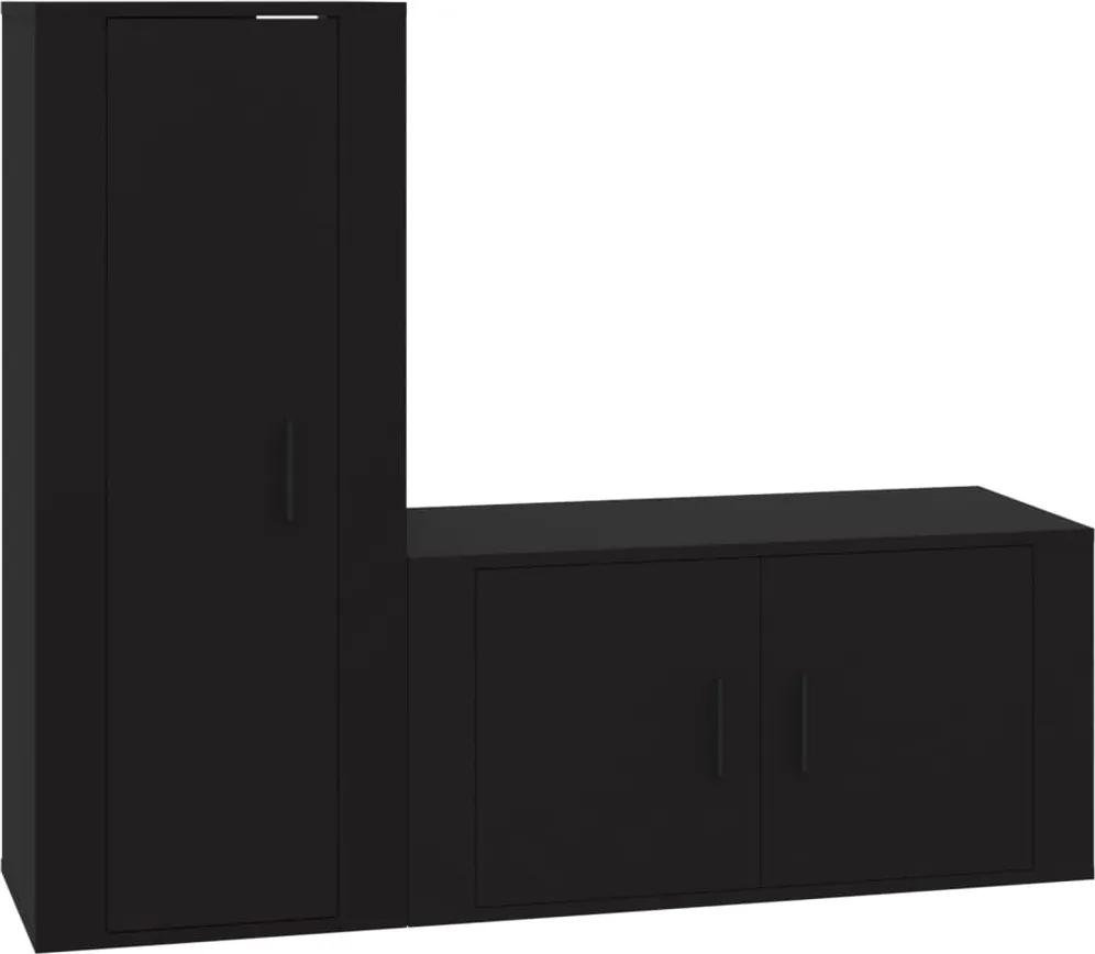 vidaXL 2dílný set TV skříněk kompozitní dřevo [3188727] Barva: Černá