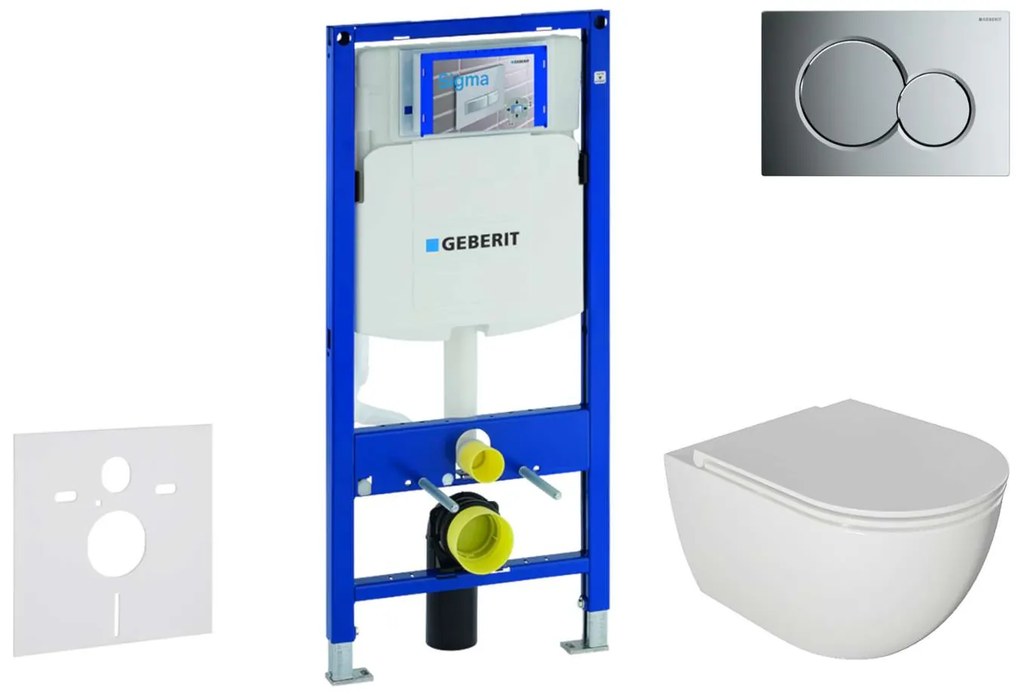 Geberit Duofix - Set předstěnové instalace, klozetu Oudee a sedátka softclose, tlačítko Sigma01, lesklý chrom SANI11CA1120