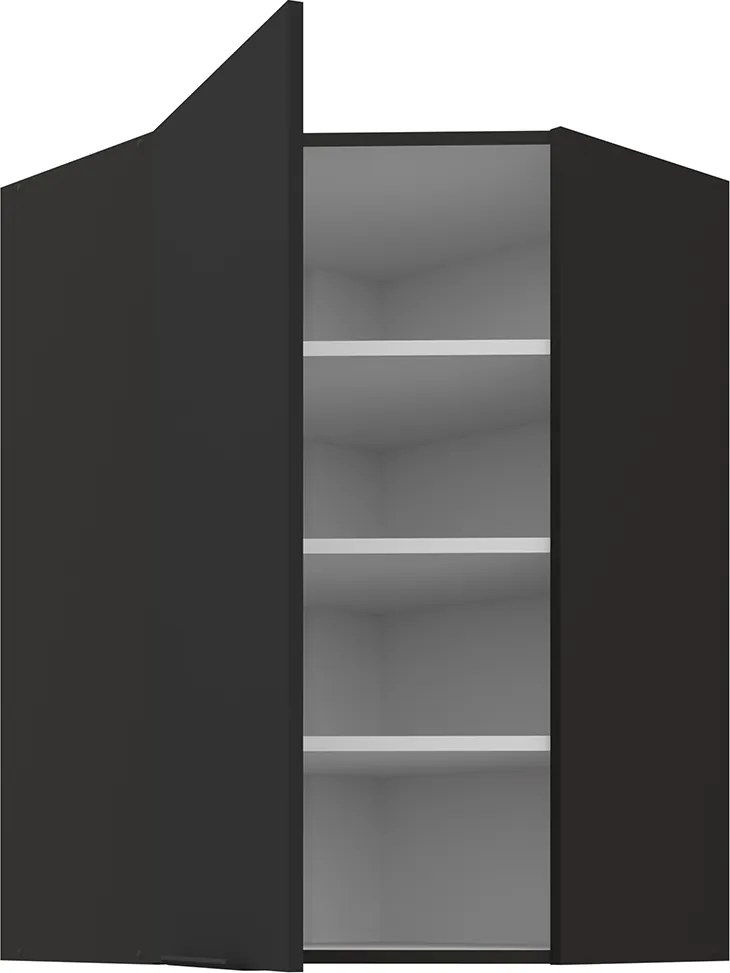 ARIA cc | horní kuchyňská skříňka 60x60 GN-90 1F (45°) rohová s policemi | 60x60 cm | VYSOKÁ | černá