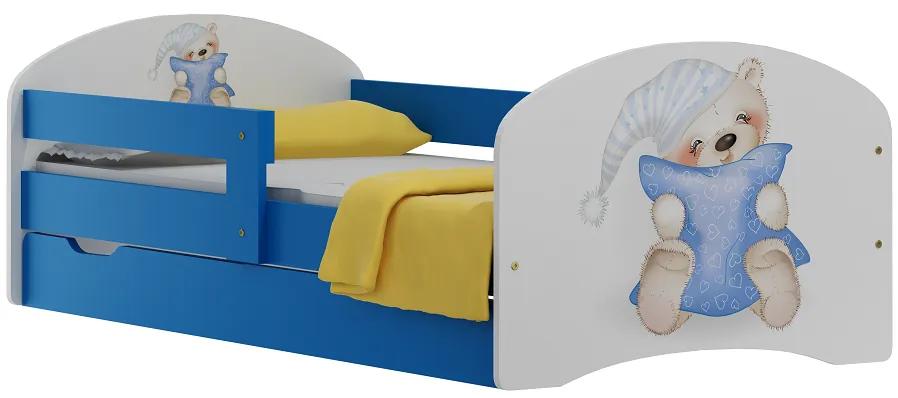 Dětská postel s motivem TEDDY BEAR  se zábranou Rozměr: 180x90, Matrace: bez matrace, Barevná kombinace: BÍLÁ/ZELENÁ