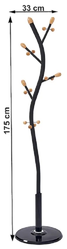 Kovový věšák Sadik, černá, 175 cm