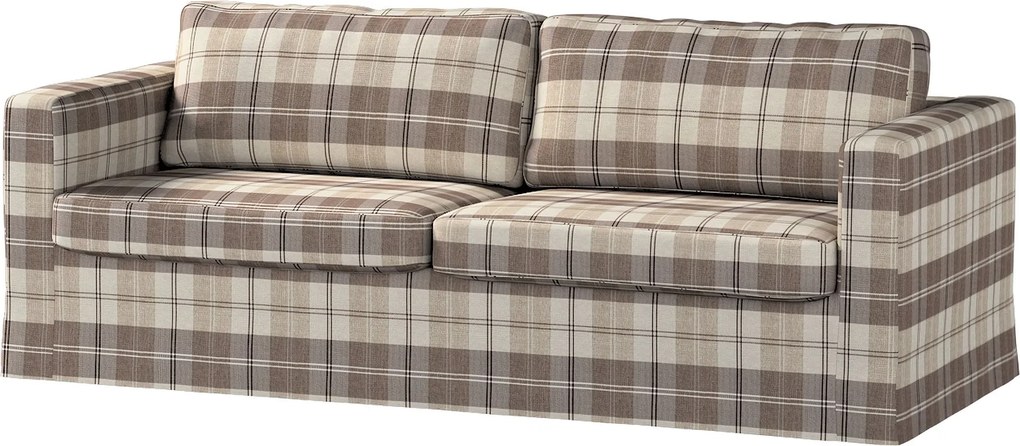 Potah na pohovku IKEA  Karlstad 3-místná, nerozkládací, dlouhý barva béžová látka pletený vzor, vzorované