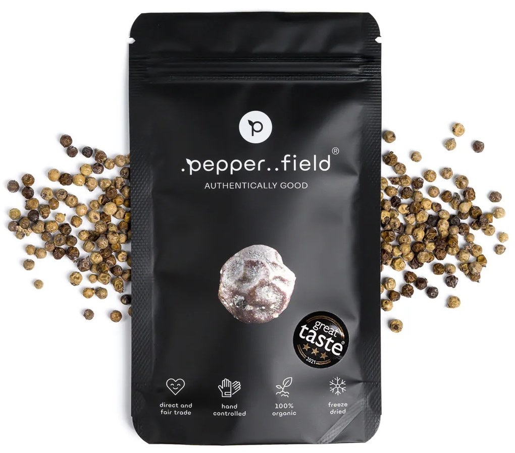 Pepperfield Zelený lyofilizovaný Kampotský pepř se solí, 50 g DOY-LYOFILIZOVANY-50