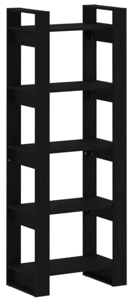 Petromila Knihovna / dělicí stěna černá 60 x 35 x 160 cm masivní dřevo