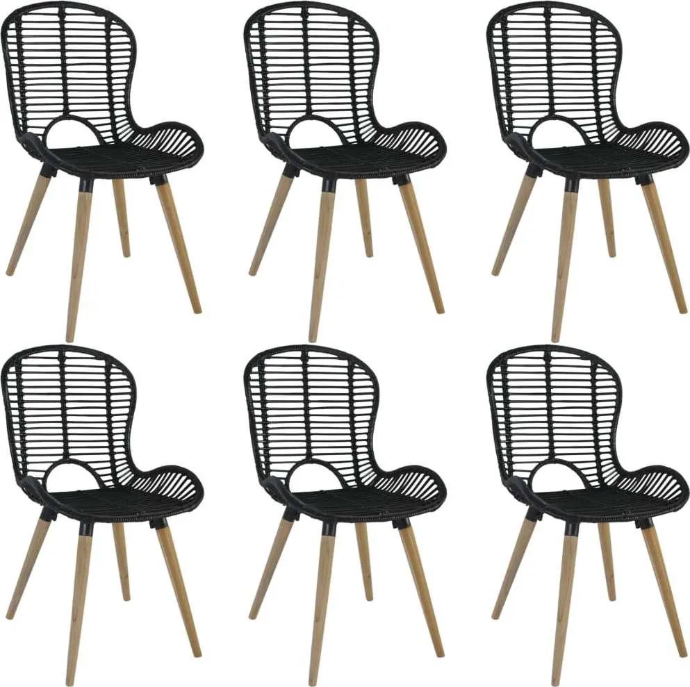 vidaXL Jídelní židle 6 ks přírodní ratan [275839] Barva: Černá