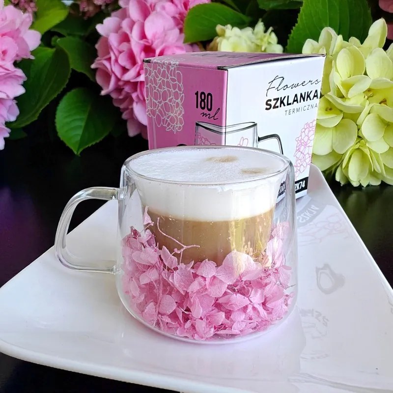 Flamenco Mystique Světle růžové termální sklo s hortenzií - 180 ml, 1 ks | 74 SZK