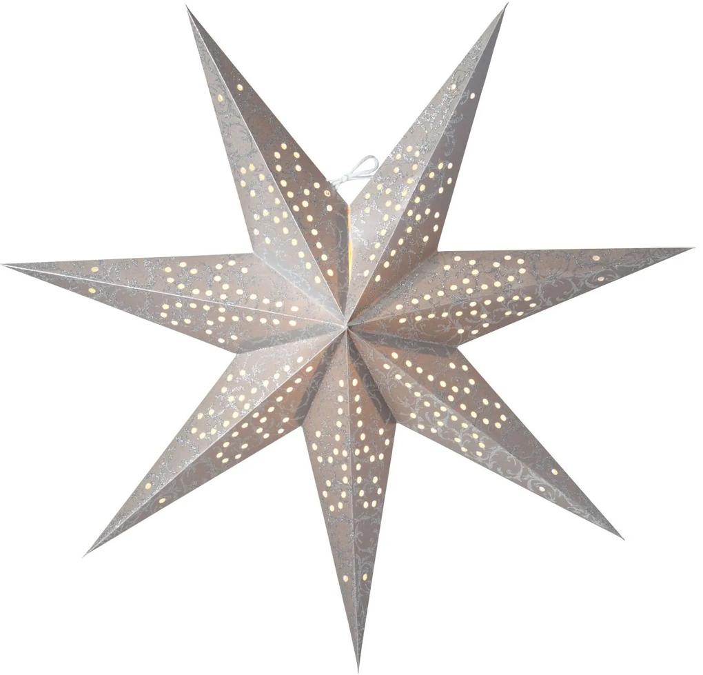 watt & VEKE Závěsná hvězda Ludwig slim Silver/Silver 60 cm, šedá barva, stříbrná barva, plast, papír