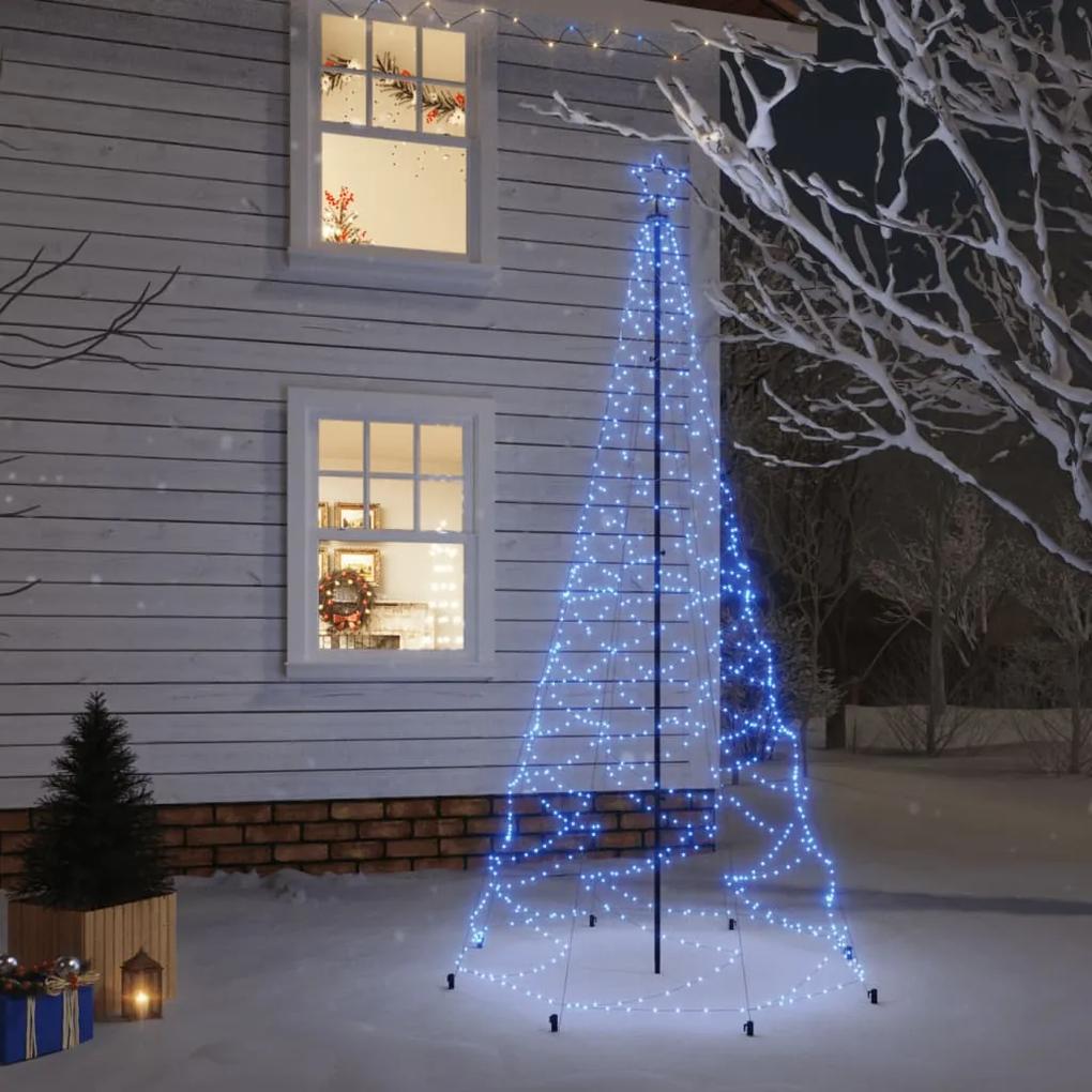 328628 vidaXL Vánoční stromek s kovovým sloupkem 500 LED modrý 3 m