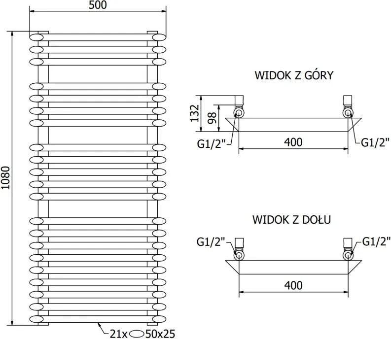 Mexen Akan koupelnový radiátor 1080 x 500 mm, 784 W, bílý - W121-1080-500-00-20