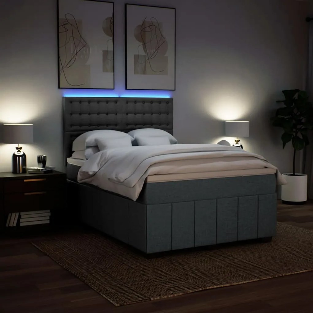 Box spring postel s matrací tmavě šedý 140 x 190 cm textil 3293978