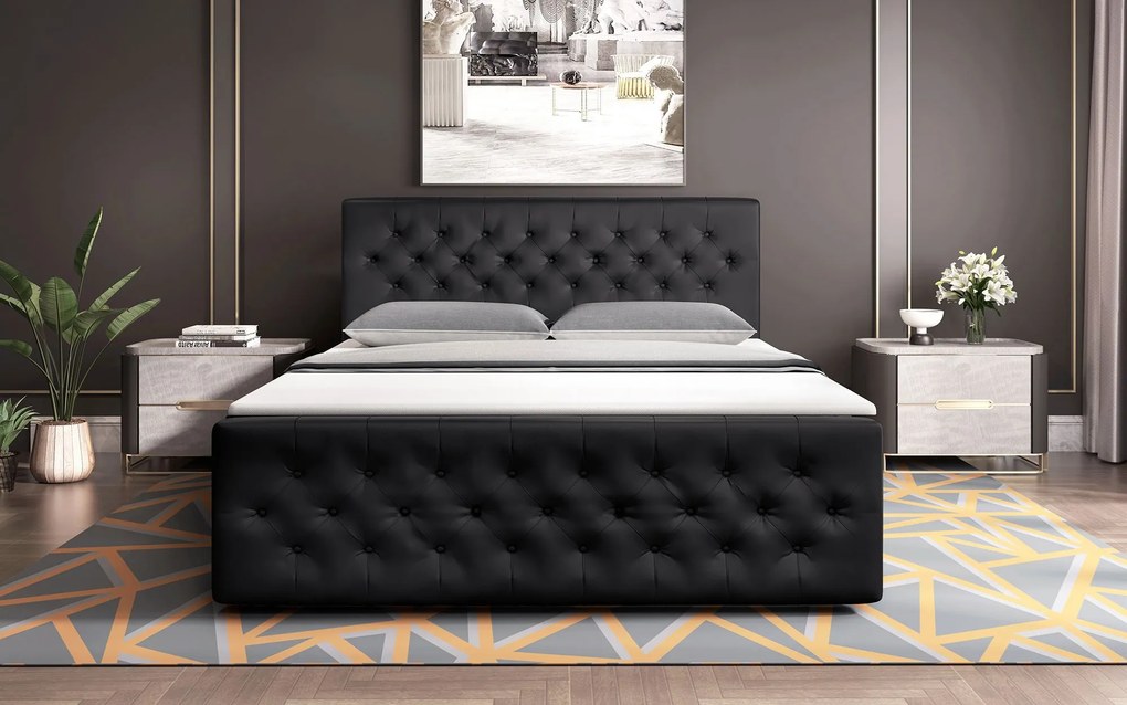 M&B postele Boxspring postel BELLISSIMO s úložným prostorem (4 šuplíky) Velikost postele: 180 × 200 cm, Výběr matrace: Oboustranná pružinová matrace …