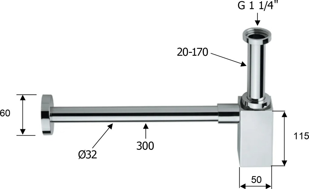 Sapho umyvadlový sifon 5/4 odpad 32 mm hranatý zlatá matná SI419