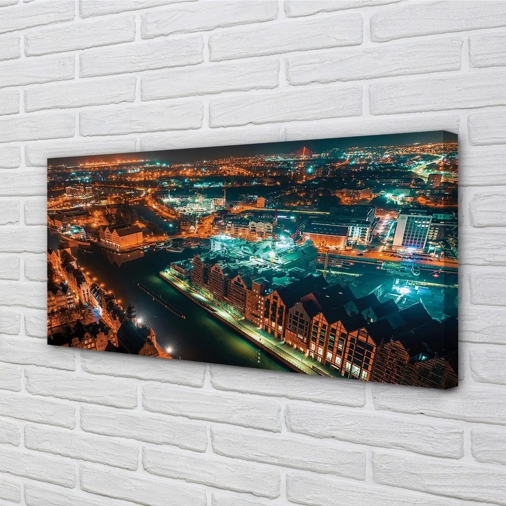 Obrazy na plátně Gdańsk River noční panorama 140x70 cm