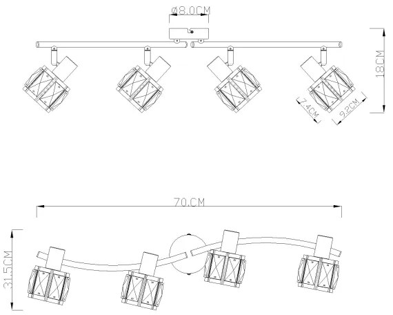 Globo 54356-4 - Bodové svítidlo KRIS 4xE14/40W/230V