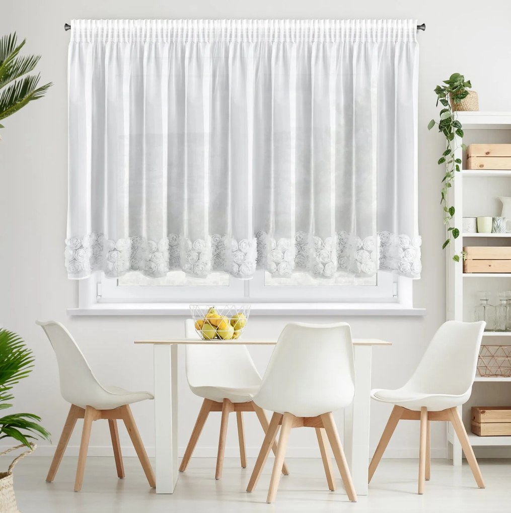 ZÁCLONA NA PÁSCE EVA MINGE ROSES4 350X160 CM BÍLÁ