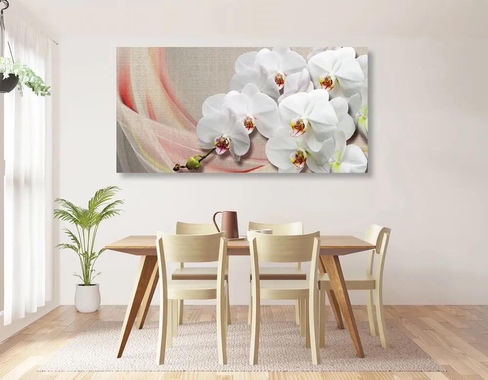 Obraz bílá orchidej na plátně - 100x50 cm